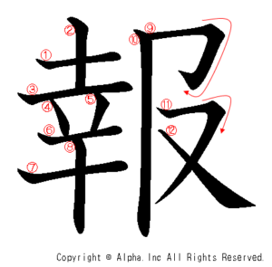 報:書き順(教科書体) | 書き順画像のKKJN