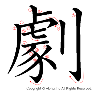 劇:書き順(教科書体) | 書き順画像のKKJN
